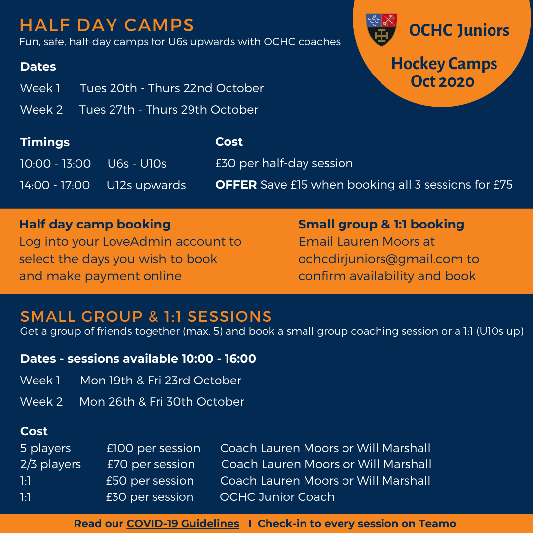 OCHC Juniors Oct half term 2020 camps WA - OC Hockey Club