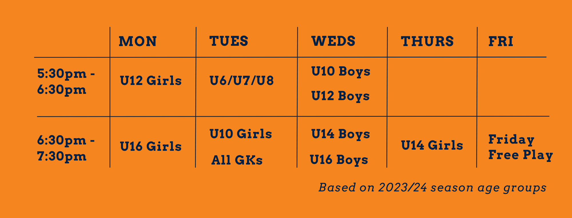 Timetable only OCHC summer programme 2024 (1) - OC Hockey Club
